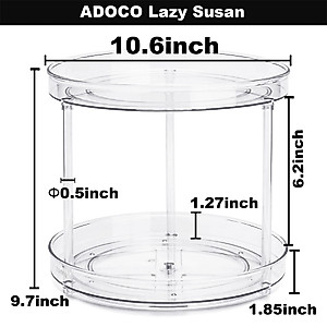 2 Tier Lazy Susan, 10.6 Inch Clear Makeup & Skincare Organizer, Bathroom Countertop Perfume Organizer