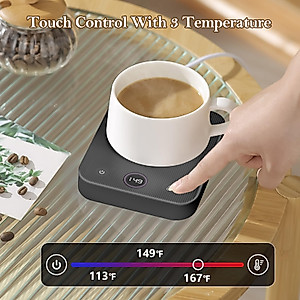 Coffee Mug Warmer for Desk, Coffee Cup Beverage Warmer, 4 Hours Auto Shut-Off Candle Heating Plate for Office, Home and Travel with 3 Temperature (Black)