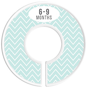 Baby Closet Size Dividers, Mint, Set of 6 Organizers, BoyStripe, Chevron