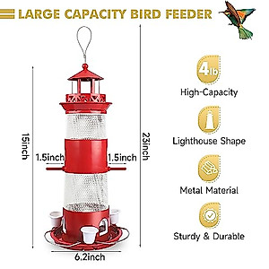 Decflow Bird Feeders for Outdoors Hanging, Wild Bird Feeder for Outside Bird, 4 lbs Large Capacity Durable Metal Bird Seed Feeder for Small Birds