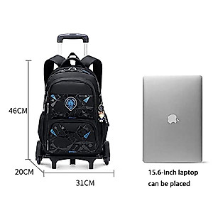 CUSALBOY Anime School Bags student Oxford Cloth Vacation Backpack Travel Bag Luggage Trolley Case with Six Wheels Laptop backpack (blue 2)