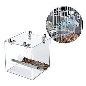 POPETPOP No Mess Bird Feeder for Cage with Hooks - Parrot Feeder Cage Accessories Supplies for Parakeet Canary Cockatiel Finch