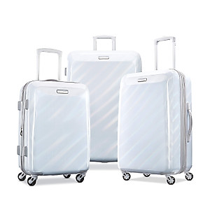 American Tourister Moonlight Hardside Expandable Luggage with Spinner Wheels, Iridescent White, Carry-On 21-Inch
