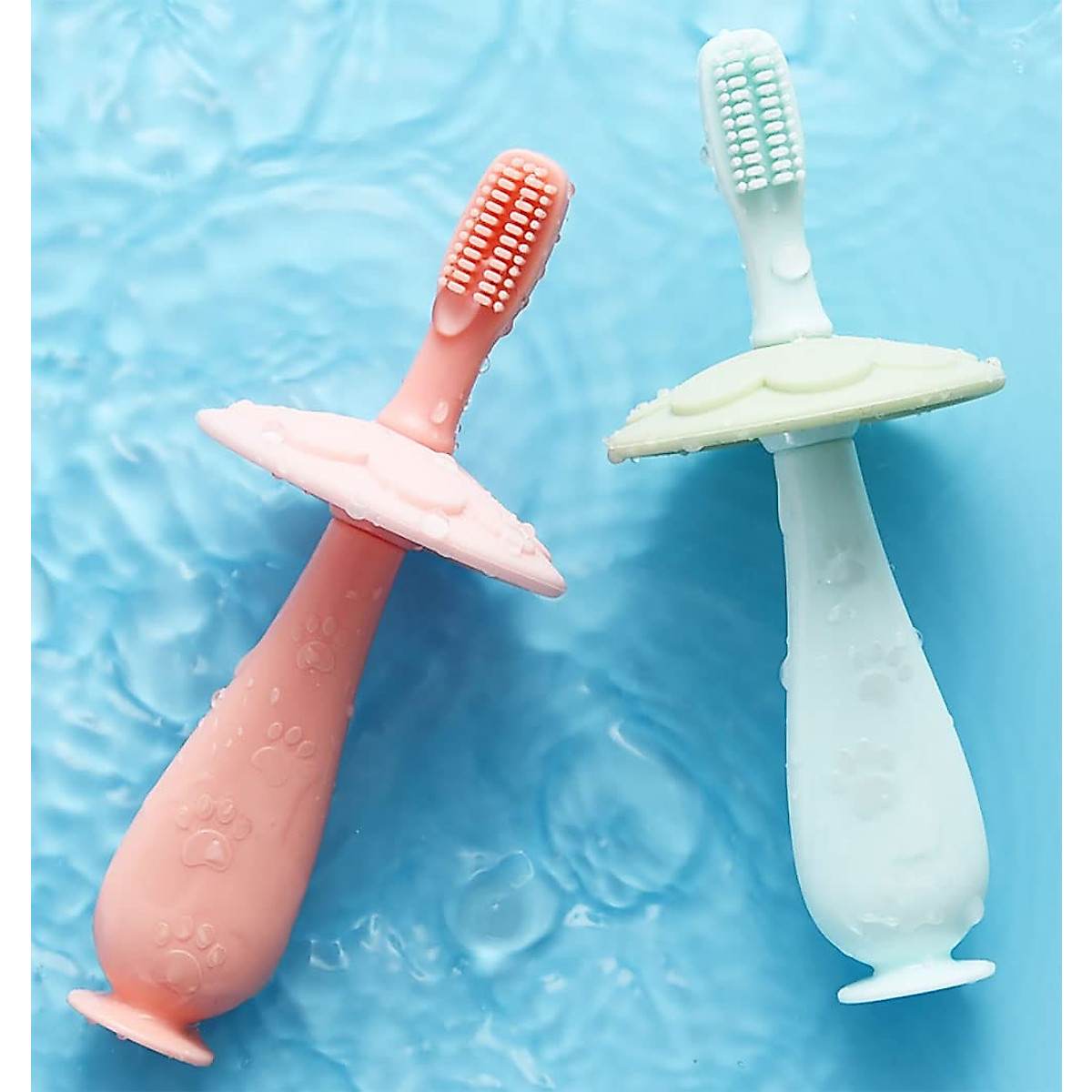 Yamadura Toddler Training Toothbrush，That Gently Clean and Stimulate Your Little One's Gums and Teeth，Made from 100% Food Grade Silicone (Green)