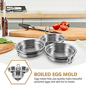 Cabilock Egg Boiling Non Stick Egg Poacher Poacher Egg Holder Stainless Steel Egg Poacher Pan Insert Metal Egg Cups with Pastry Brush for Poached Eggs Poached Egg Tool Nonstick Egg Poacher