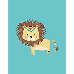 Tribal Safari Nursery Prints - Boho Nursery Art Print Set of 4 - Lion, Elephant, Zebra & Giraffe - Multiple Sizes