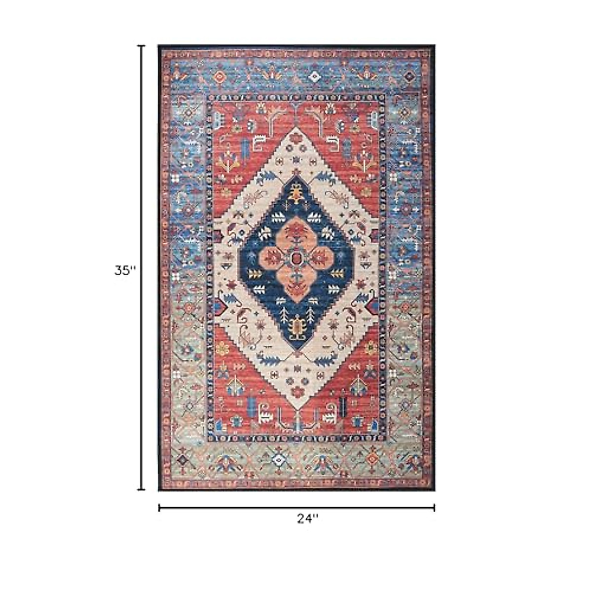 Syhimity Boho Area Rug 2x3 Small Entryway Rug Accent Rug Non-Slip Washable Low-Pile Floor Carpet for Indoor Front Door Kitchen Bathroom
