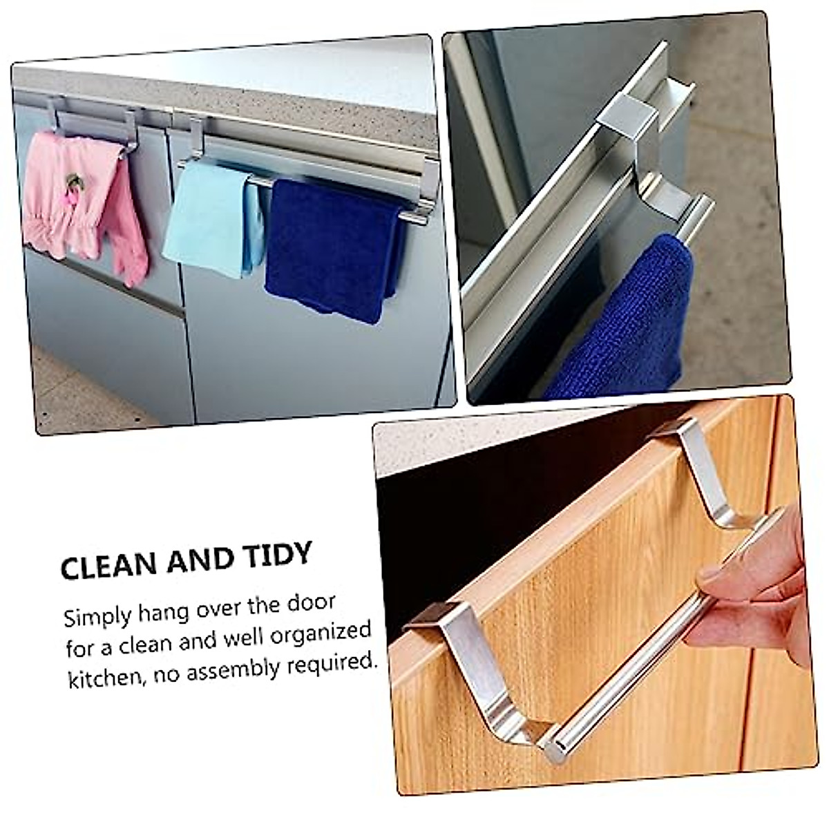 Cabilock 1pc Cabinet Door Hook Over Door Towel Bar Metal Organizer Shelf Storage Hooks Towel Bar with Hooks Bathroom Shelf Towel Rod for Bathroom Stainless Steel Silver Towel Rack Metal Set