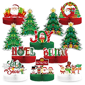 Christmas Decorations 12PCS Christmas Honeycomb Centerpieces Santa Winter Xmas Holiday Party Favors 3D Table Decor