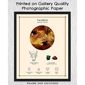 Taurus Zodiac Astrology Poster: Unique Astronomy Boho Wall Art Poster for Home, Office, Bedroom & Living Room Decor - Unframed Posters 11x14"