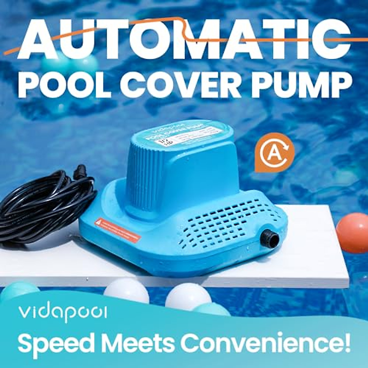 Vidapool Pool Cover Pump Automatic On Off,1/2 HP Submersible Water Pump, 2169GPH Sump Pump Inground/Above Ground with 25 Feet Power Cord for Swimming Pool Draining, Hot Tub, Basement, Window Well