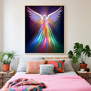 Eleploi 5D DIY Diamond Painting Kits for Adults - Rainbow Angel Diamond Painting, Full Round Diamond Canvas Diamond Art by Numbers Painting Kit Gift, Home Wall Decor 8x12 Inch