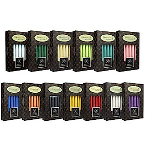 Organic CocoSoy Candles, Pack of 12 Purple Tapered Candles 10 inch Tall Coconut Soy Wax Tapers, Long Stem Dripless Smokeless Dinner Taper Candles for Home Decoration, Wedding, Parties, Ceremonies