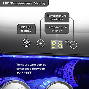 LAUREL CANYON Beverage Refrigerator-Mini Fridge, 95 Can Glass Door for Soda, Beer, Wine Small Drink Dispenser Cooler for Office, Bar, 2.6 cu ft, Black