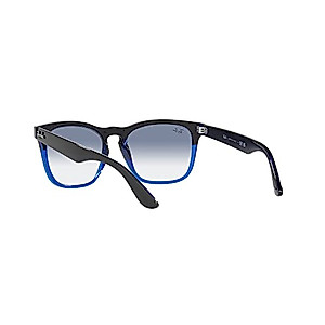 Ray-Ban RB4487 Steve Square Sunglasses, Black on Transparent Blue/Clear Gradient Light Blue, 54 mm