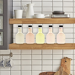 16 OZ BBQ/DRESSING CLEAR PLASTIC SAUCE BOTTLE WITH BLACK FLIP-TOP CAPS AND PRESSURE SENSITIVE LINER (Black caps, 6)