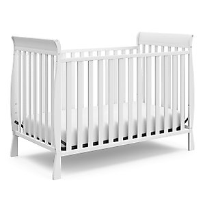 Graco Storkcraft Maxwell Convertible Crib (White) – GREENGUARD Gold Certified, Converts to Toddler Bed and Daybed, Fits Standard Full-Size Crib Mattress, Classic Crib with Traditional Sleigh Design