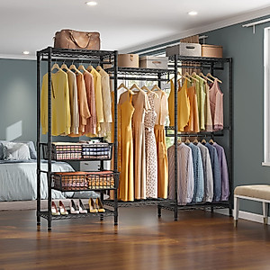 VIPEK V10 Wire Garment Rack Heavy Duty Clothes Rack, Freestanding Closet Wardrobe Metal Clothing Rack with 2 Slid Baskets, 68.9" L x 15.7" W x 76.4" H, Max Load 790lbs, Black