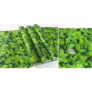 Yija Green Leaf Self-Adhesive Decorative Vinyl Shelf Liner Living Room Wall Sticker 17.7inch by 98inch