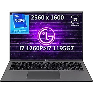 LG Lightweight Gram 16” (2560 x 1600) Laptop, Intel 12th Gen Core i7 1260P(12 cores) Evo™ Platform, Windows 11 Home, Black W/HDMI Cable (16GB RAM | 1 TB PCle SDD)