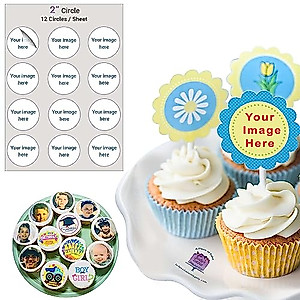 Judy's Edible Imagery Custom Edible Images for Cupcakes/Cookie - 2” Circles, 12 Per Frosting Sheet