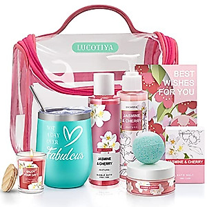 Gifts for Women Bath and Body Works Gift Set Birthday Gifts for Women, Jasmine Cherry Blossoms Relaxing Spa Gifts Baskets for Women Gift Set for Women, Mom, Her, Sister, Friend, Grandma