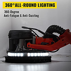 Mophorn Drywall Sander 850W, Electric Drywall Sander, Variable Speed 800-1750 RPM, Foldable Sheetrock Sander, with Telescope Handle, Electric Sander, with LED Strip Light and Vacuum Bag, Wall Sander