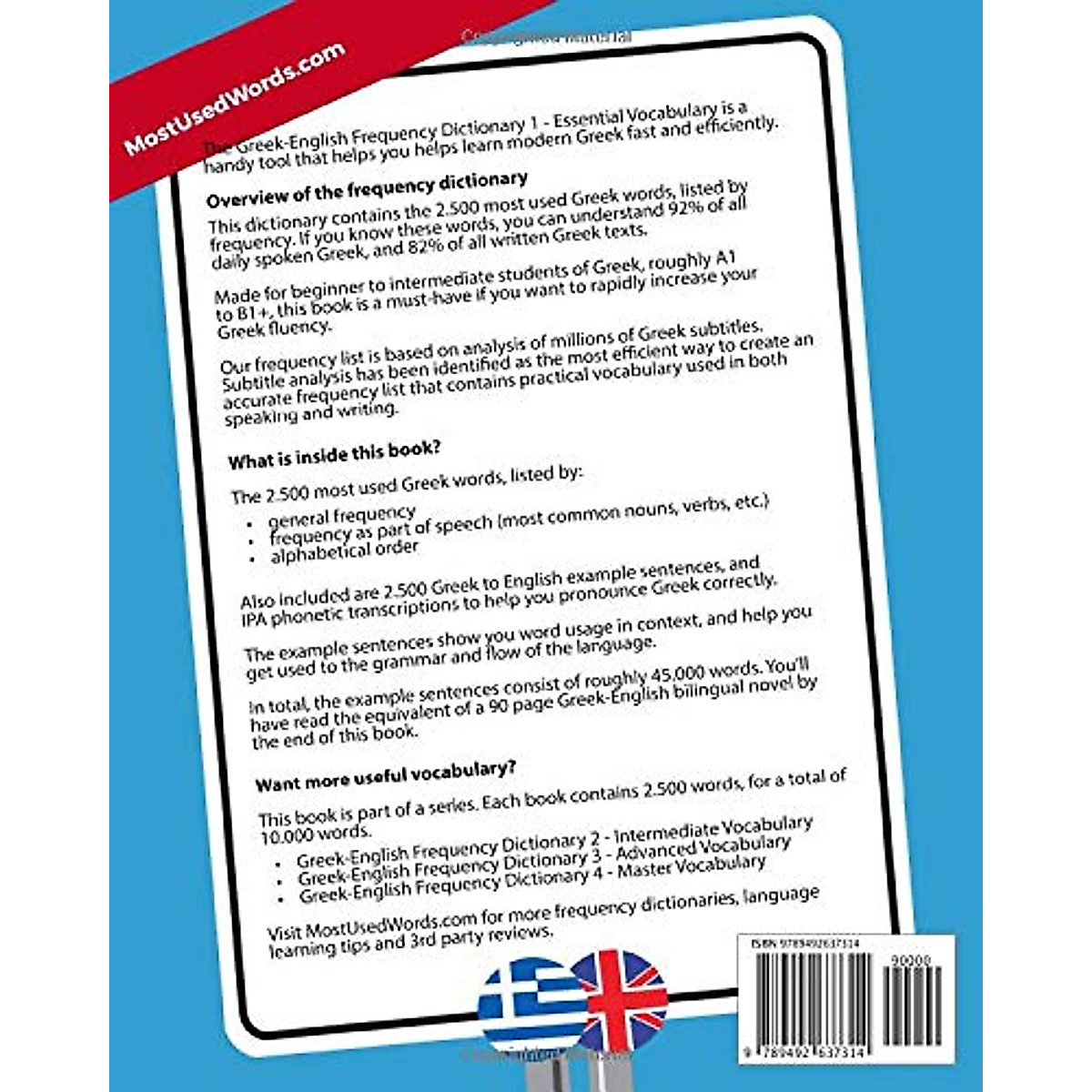 Greek Frequency Dictionary - Essential Vocabulary: 2500 Most Common Greek Words (Learn (Modern) Greek with the Greek Frequency Dictionaries)