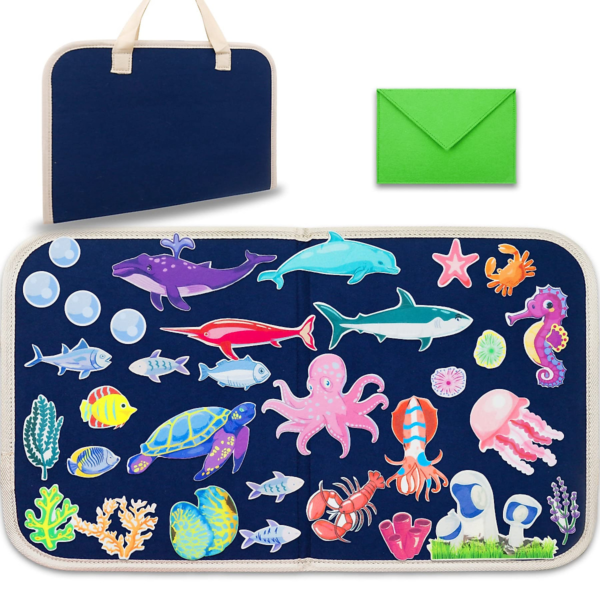 Craftstory Ocean Animals Travel Felt Board for Toddlers Preschool Learning Activities 32 Pieces Sea Sensory Board Toys for Classroom Arts and Crafts