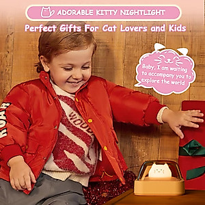 AVSMGP Nursery Night Light, Baby Night Light for Breastfeeding and Sleep Aid, Portable Battery Powered Bedside Nightlight, Touch Control Dimmable Nursery Lamp, Cute Cat Gifts for Cat Lovers,Pink