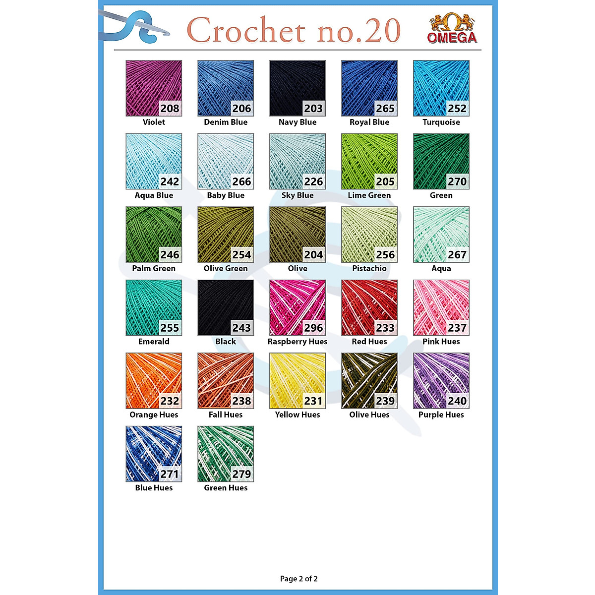 Crochet OMEGA NO.20 [30grs] - 100% Mercerized Cotton Yarn for Fine Crochet - Color 37-Denim Blue 206