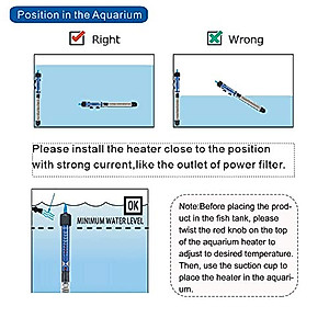 GMsound Aquarium Heater Submersible Fish Tank Water Heater Thermostat (100W for 15-45Gal)