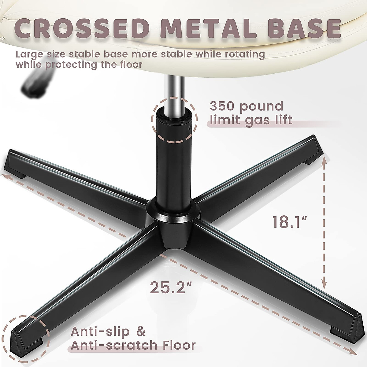PU-Padded High-Back Armless Office Desk Chair - Modern Swivel Vanity Chair with Rocking Design, Wide Seat & No Wheels for Home Office Tasks by