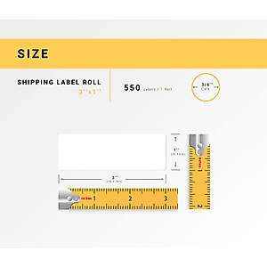 HOUSELABELS 3" x 1" Multipurpose Labels on 0.75" Core Compatible with Zebra and Rollo Printers, 1 Roll / 550 Labels per Roll