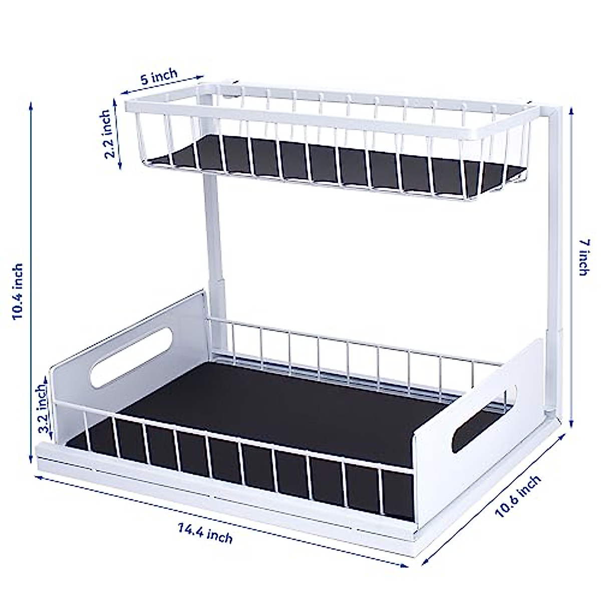 Mr Rabbi Under Sink Organizer and Storage, 2-Tier Pull Out Cabinet Organizer, Multi-use Sliding Shelf Under Cabinet Storage for Kitchen Bathroom Countertop Organizer