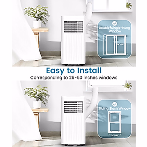 Joy Pebble Portable Air Conditioner, 8000 BTU Air Conditioner with Cooling, Fan, Dehumidifier, Sleep Mode, ≤55 db, Cooling up to 350 Sq. Ft. with 24H Timer/Digital Display/Remote Control & Window Kit