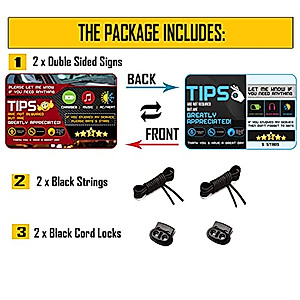 Tips - Five star Accessories rider-share sign for Driver |sign Rideshare 5 stars tips taxi sign driver Rating Appreciated Ride-share Driver Signs- Large 9x6 (Pack of 2)