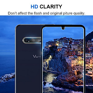 HATOSHI 3 Pack Glass Screen Protector for LG V60 ThinQ 5G with 3 Pack Camera Lens Protector, [HD Tempered Glass Film], Easy Installation Bubble Free, Case Friendly 9H Protective Glass for LG V60 ThinQ