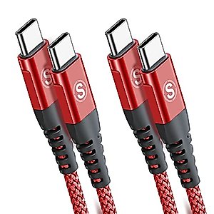 AviBrex USB C to USB C Cable 60W [2-Pack 6.6ft], USB Type C Fast Charger Cord for Samsung Galaxy S23 S22 S21 S20+ Ultra, Note 20 10, MacBook Air/Pro,iPad Pro/Air 2020,iPad Mini 6,Google Pixel 6-Red