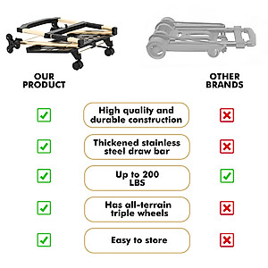 Folding Hand Truck, 200 lbs Durable Luggage cart with All-Terrain Triple Wheels, Multifunctional and Compact Dolly cart with Wheels for Shopping, Moving and Traveling, Gold