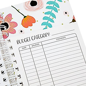 Floral Monthly Budget Planner, Bill Organizer with 24 Pockets, Debt Payoff Tracker, Payment Checklist (5 x 7 In)