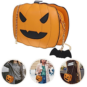 FENICAL Pumpkin Bag Crossbody Bag Halloween Pumpkin Messenger Bag Devil Shoulder Chain Bag Pumpkin Purse for Gothic BagHalloween Purse Women Girls (Brown)