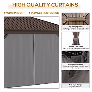 ZZBJ 10' X 12' Outdoor Hardtop Gazebo with Aluminum Frame, Metal Roof Gazebo Canopy with Curtains and Netting