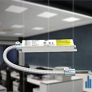 20W LED Emergency Backup Driver, Rechargeable UL Listed Backup Battery, Over 90mins Emergency Time, 120V-347VAC, for Dimmable LED troffer, Panel, Shop Light (20W, 1-Pack)