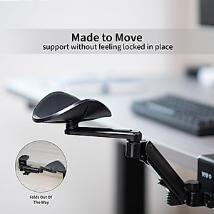 VIVO Universal Clamp-on Adjustable Armrest, Desk Cradle Rotating Elbow Cushion, Above Table Extension Platform Arm Support, Black, MOUNT-ARM01