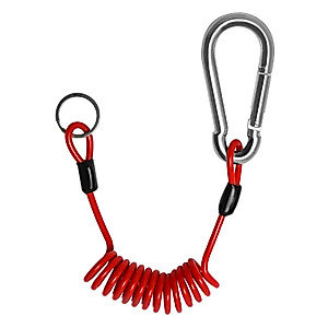 QWORK Breakaway Trailer Cable, 1 Pack 4 Ft Trailer Brake Safety Cable Spring Towing Coiled Wire with Clip, Stainless Steel Spring Towing Coiled Wire for RV Trailer Emergency