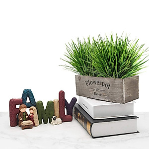 Artificial Plants, Fake Plastic Greenery Faux Shrubs Bushes Wheat Grass Outdoor Window Box Verandah Hanging Planter Decor Indoor Outside Home Garden UV Resistant Wedding DIY Decoration - 4 Pcs