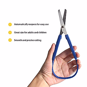 HAPY SHOP Loop Scissors Grip Scissor 3 Pack for Teens and Adults,Adaptive Design, Right and Lefty Support,Easy-Open Squeeze Handles,Dark Blue