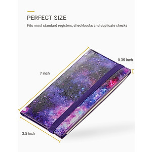 Zreal Checkbook Cover for Men & Women, Premium Vegan Leather Checkbook Holder Slim Wallets for Top & Side Tear Duplicate Checks with RFID Blocking (Starry)