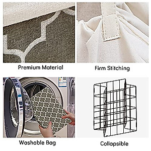 GALMAXS7 Laundry Basket Hamper Large Collapsible Metal Laundry Basket with Removable and Washable Bag Heavy Duty Laundry Basket Wire Frame Clothes Hampers for Laundry Bedroom Towels Toys